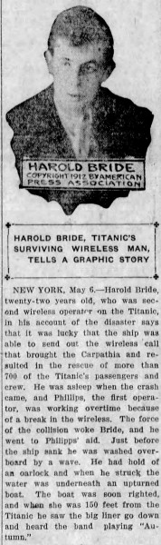 Harold Bride — Titanic Wireless Operator